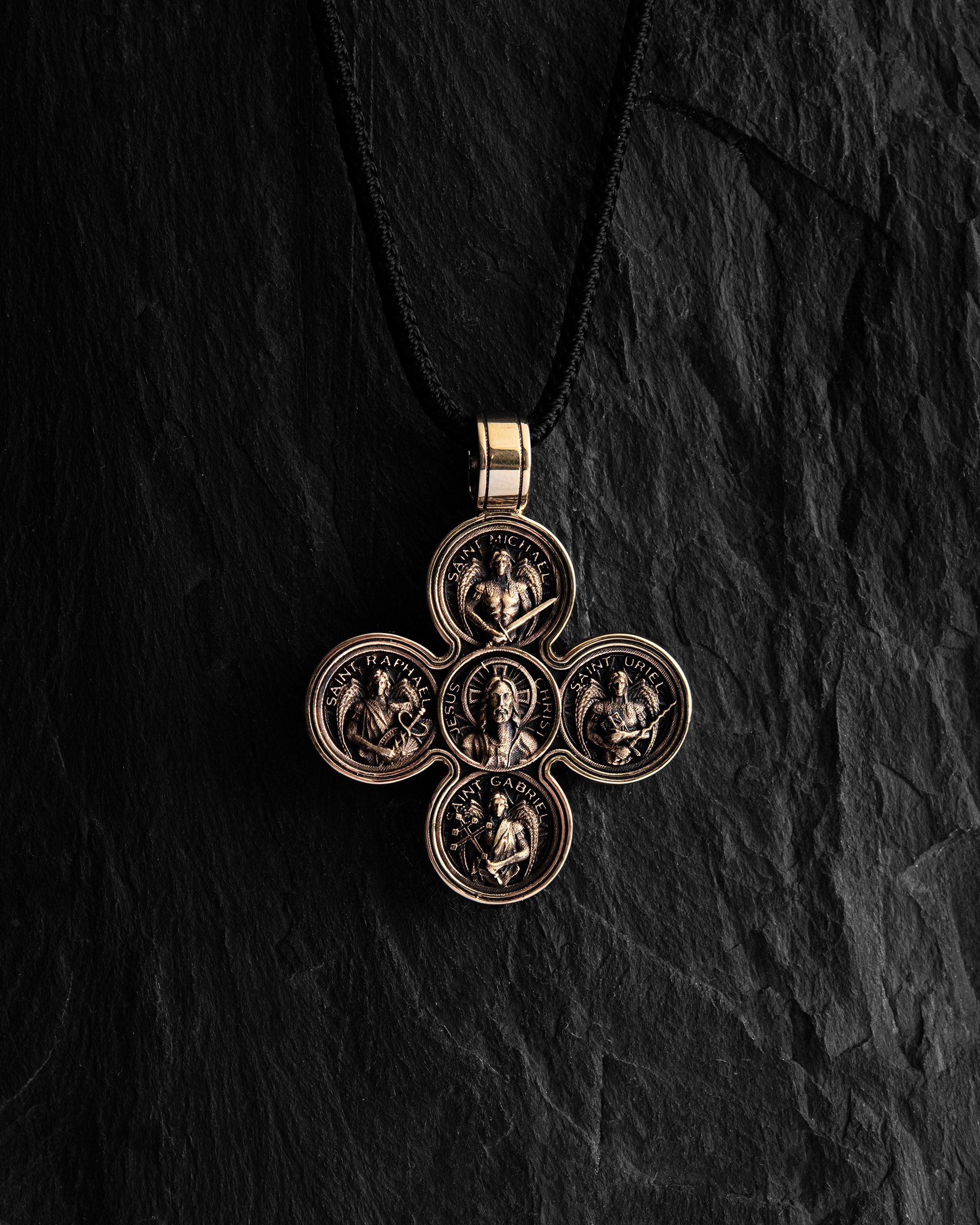 Cross JESUS AND THE FOUR ARCHANGELS (14k yellow gold). Price ₴ 137 180 ...