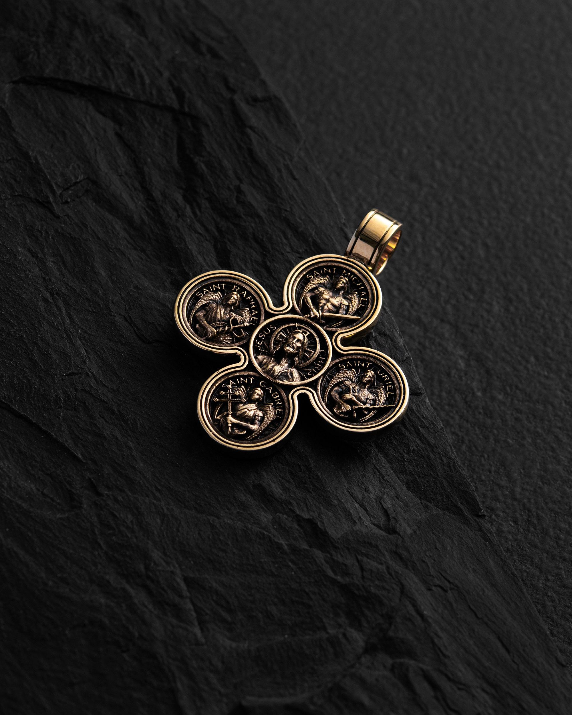 Cross JESUS AND THE FOUR ARCHANGELS (14k yellow gold). Price ₴ 137 180 ...